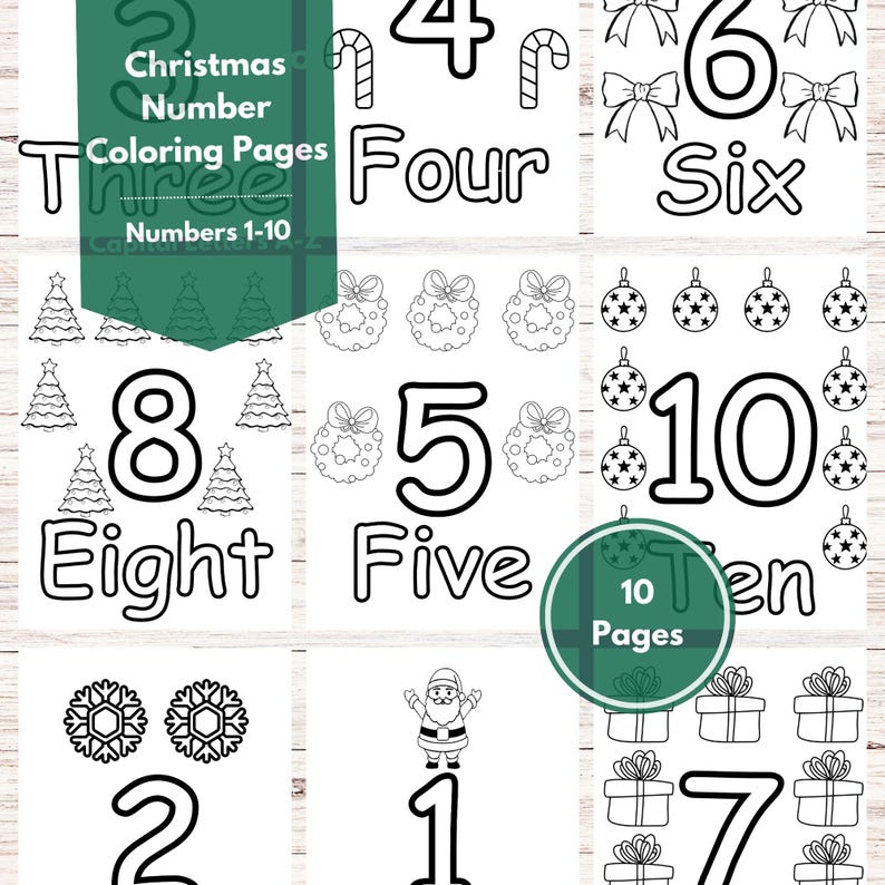 Christmas Number Coloring Pages 1-10, Christmas Activity, Toddler ...