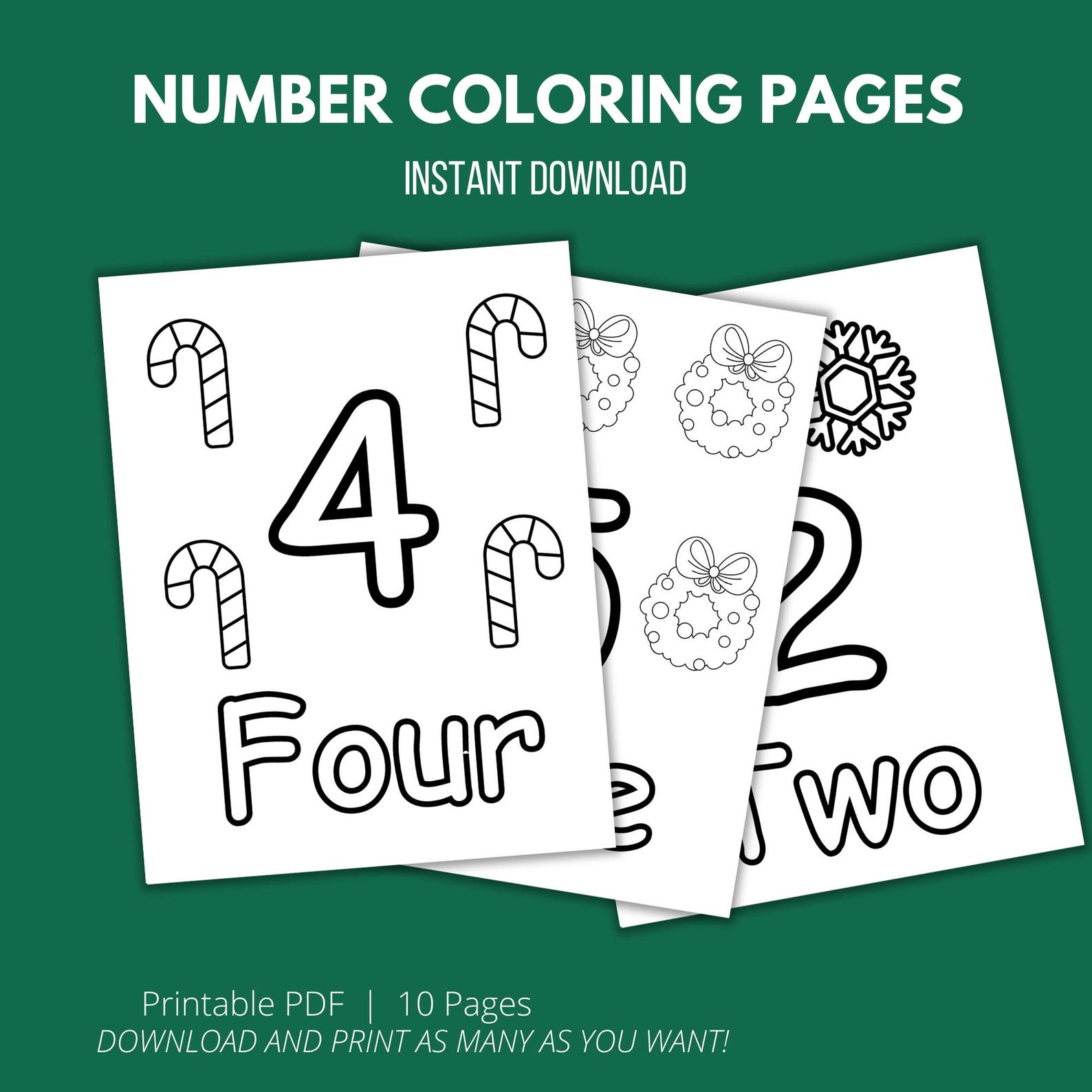 Christmas Number Coloring Pages 1-10: Printable Toddler Activity ...