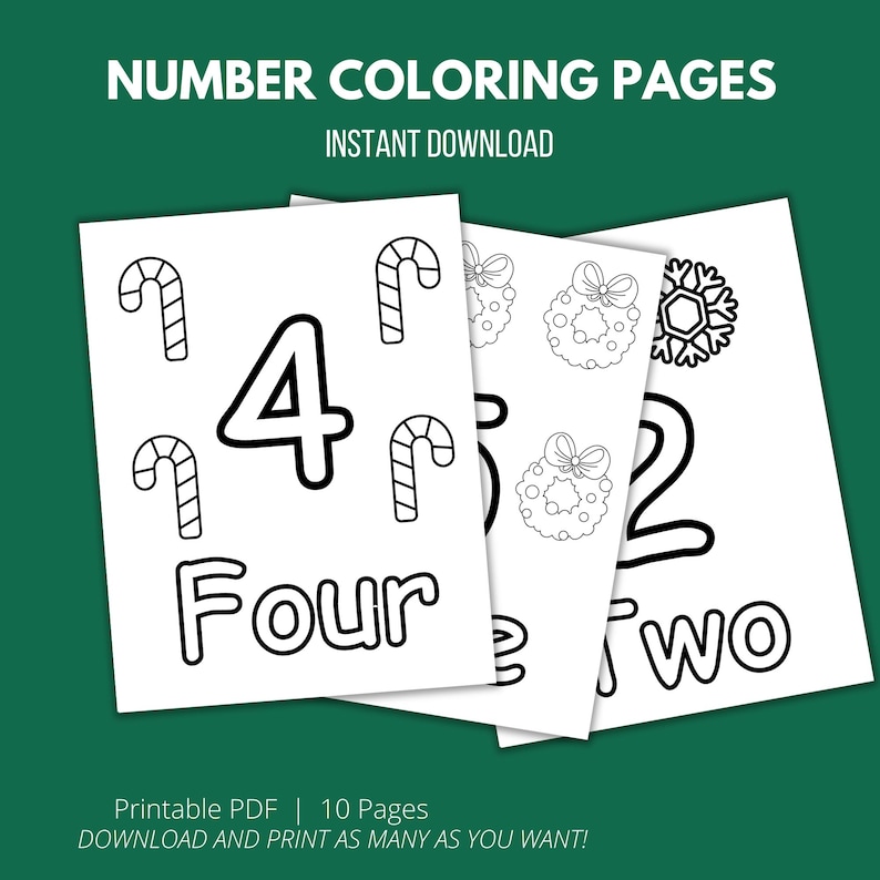 Christmas Number Coloring Pages 1-10, Christmas Activity, Toddler ...