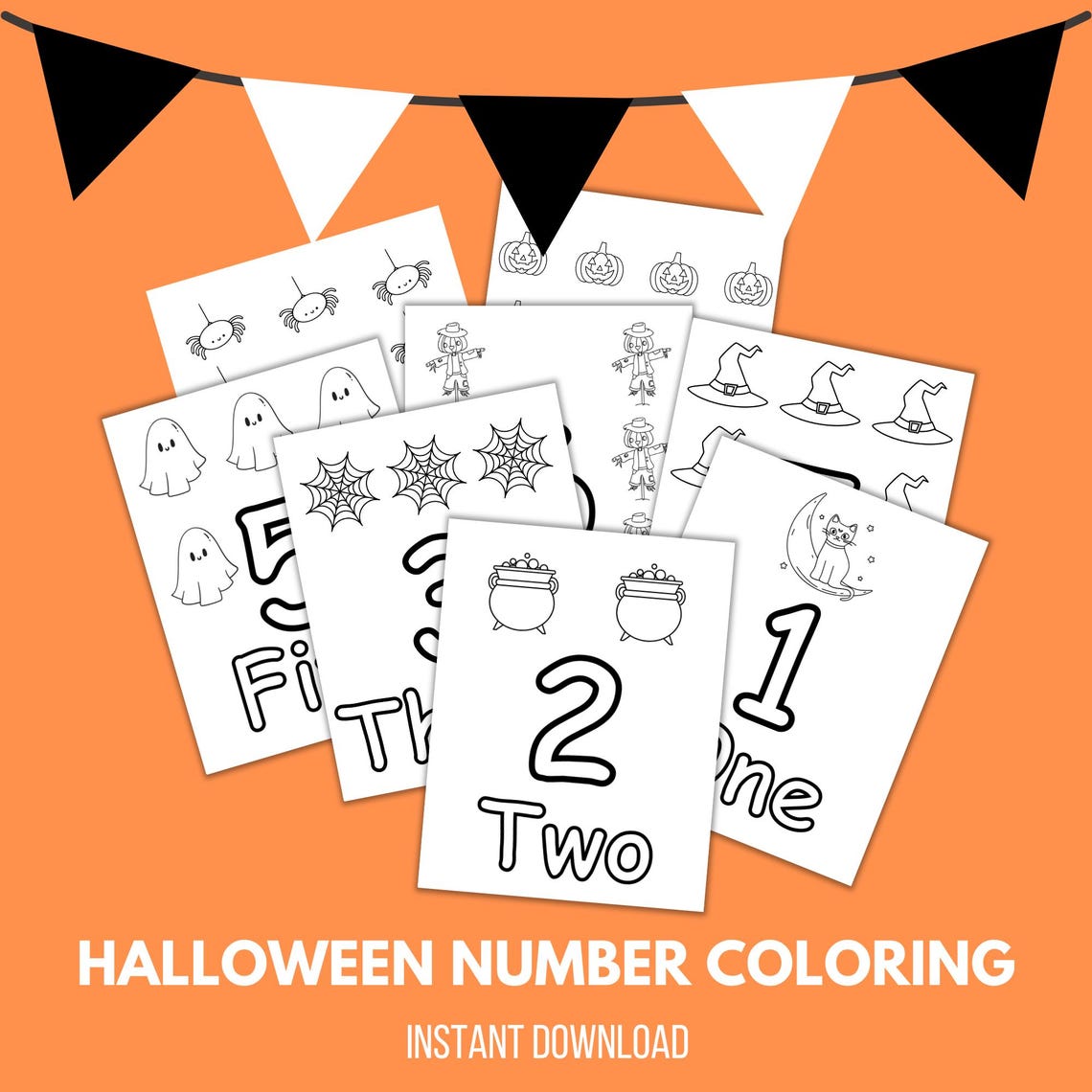 Halloween Number Coloring Pages 1-10: Printable Toddler Activity ...