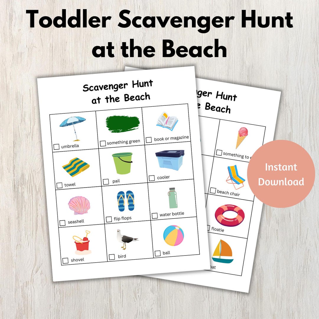 Scavenger Hunt at the Beach, Toddler Scavenger Hunt, Printable ...