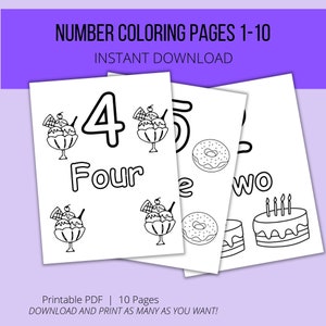 Number Coloring Pages 1-10, Sweets Coloring Pages, Prek Activity ...