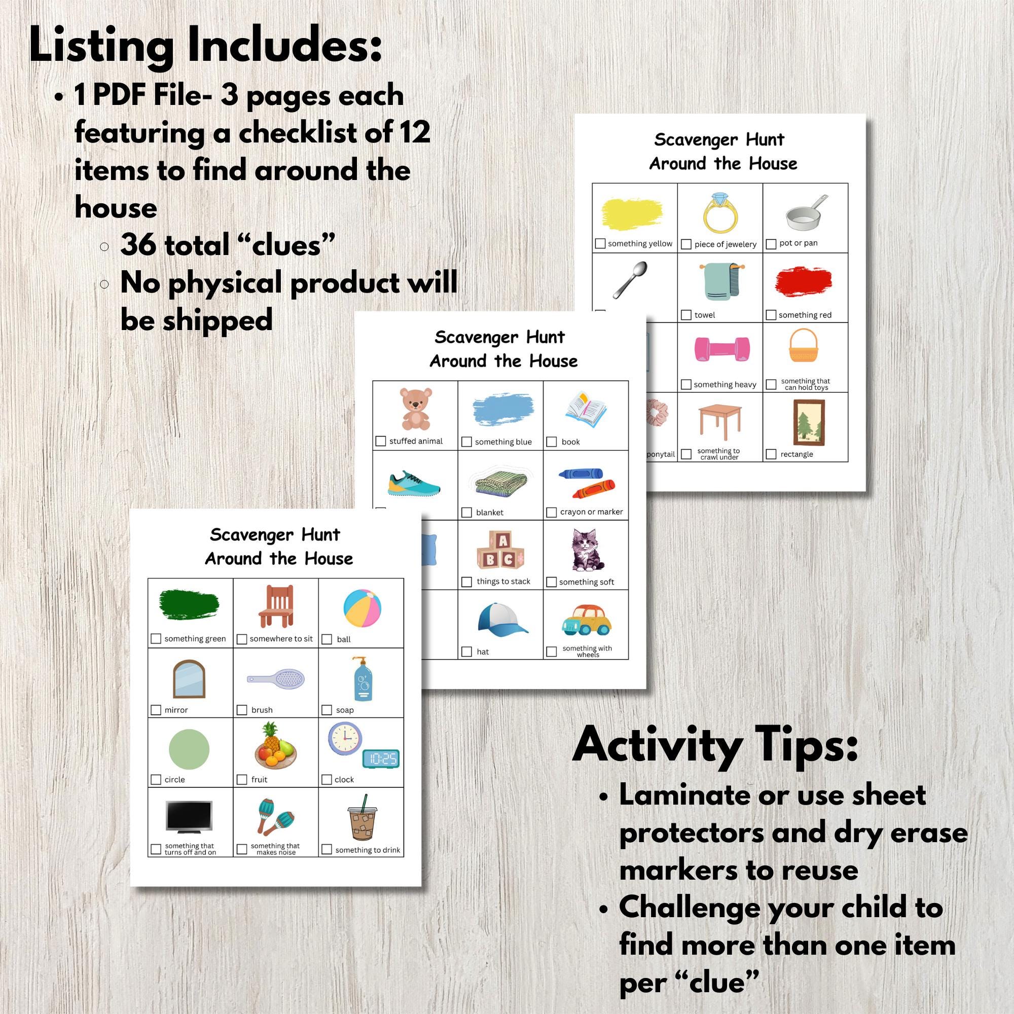 Indoor Scavenger Hunt, Toddler Scavenger Hunt, Printable Scavenger Hunt ...