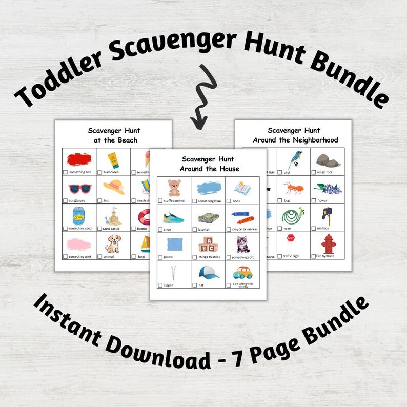 Scavenger Hunt Bundle, Toddler Scavenger Hunts, Printable Scavenger ...