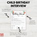 Kids Birthday Interview, Birthday Interview Printable, Kids Birthday ...