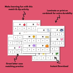 Alphabet Match & Clip, Capital and Lowercase Letter Matching, Preschool ...