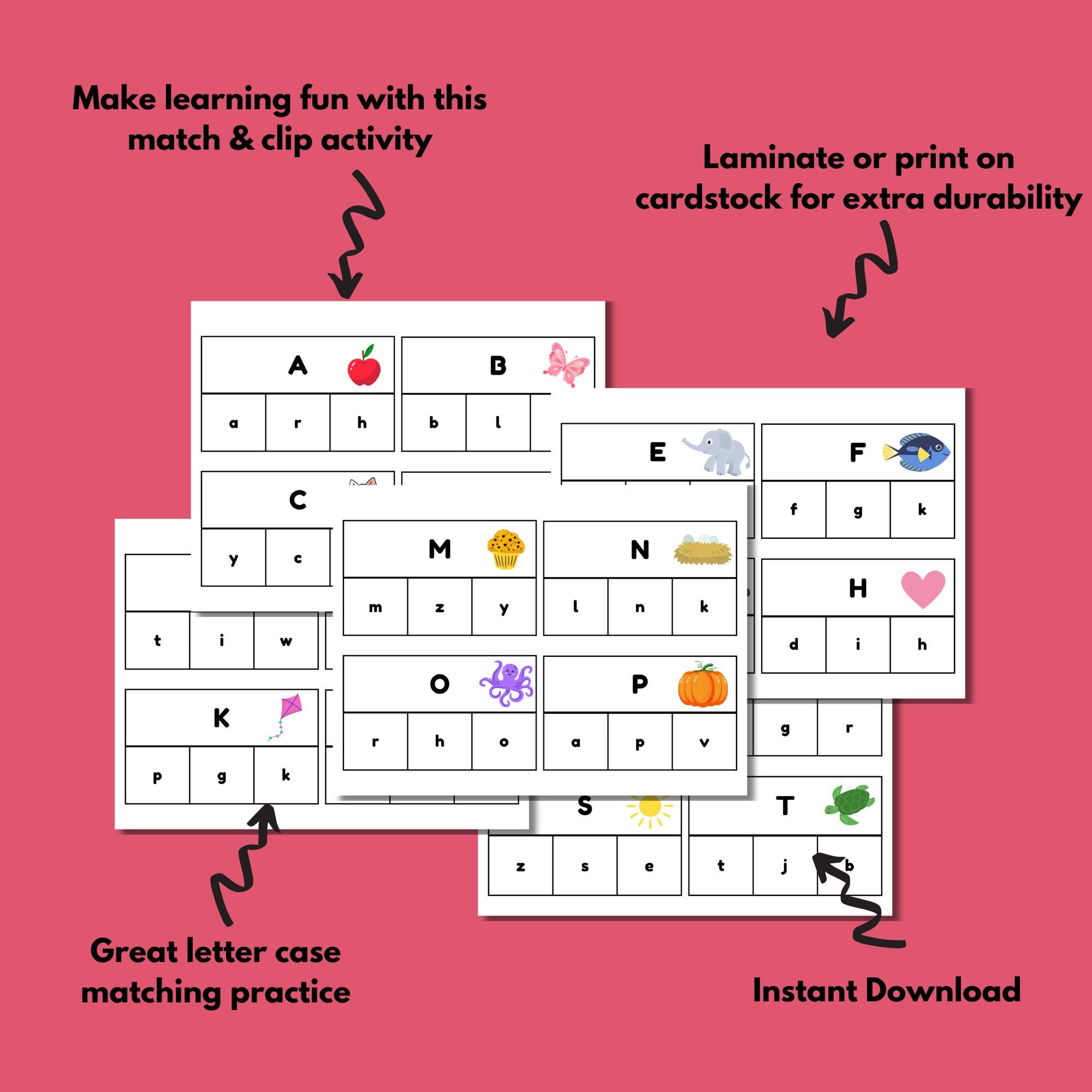Alphabet Match & Clip Game: Preschool Learning Printable - Etsy