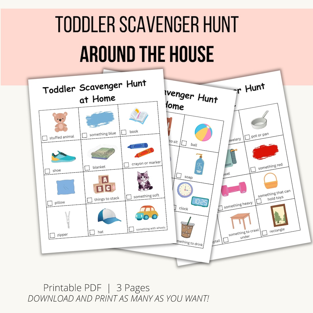 Indoor Scavenger Hunt, Toddler Scavenger Hunt, Printable Scavenger Hunt ...