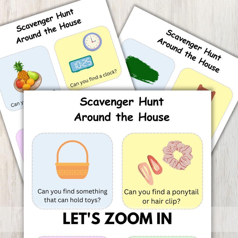 Indoor Scavenger Hunt, Toddler Scavenger Hunt, Printable Scavenger Hunt ...