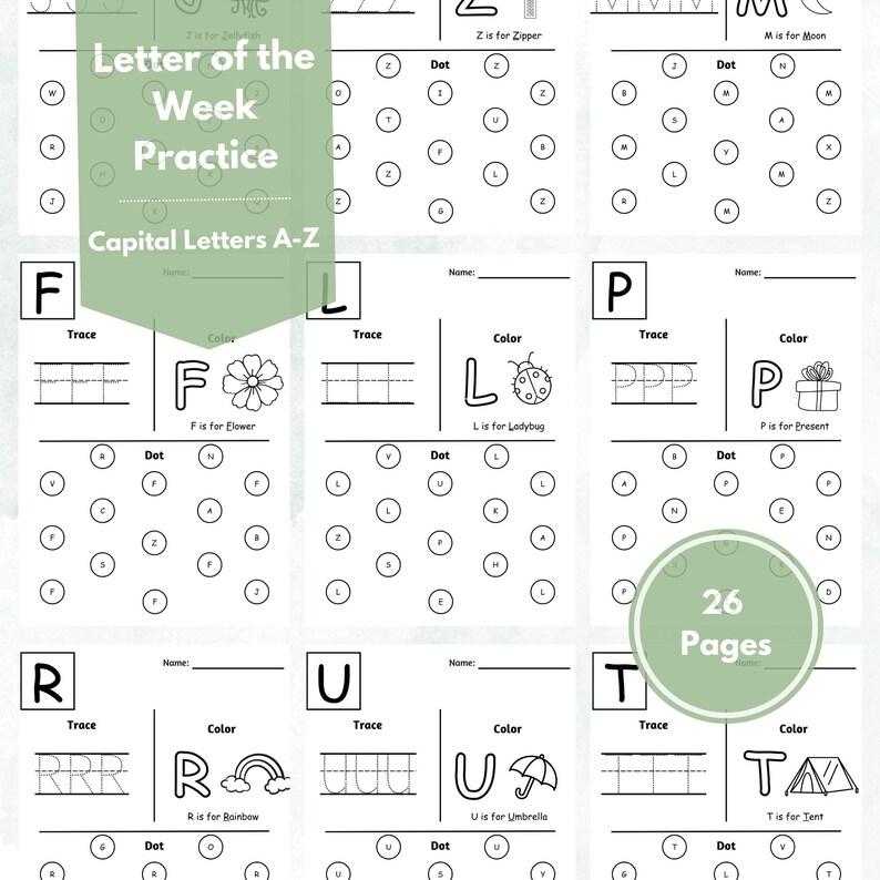 Letter Recognition, Capital Letters, Alphabet Practice, Preschool and ...