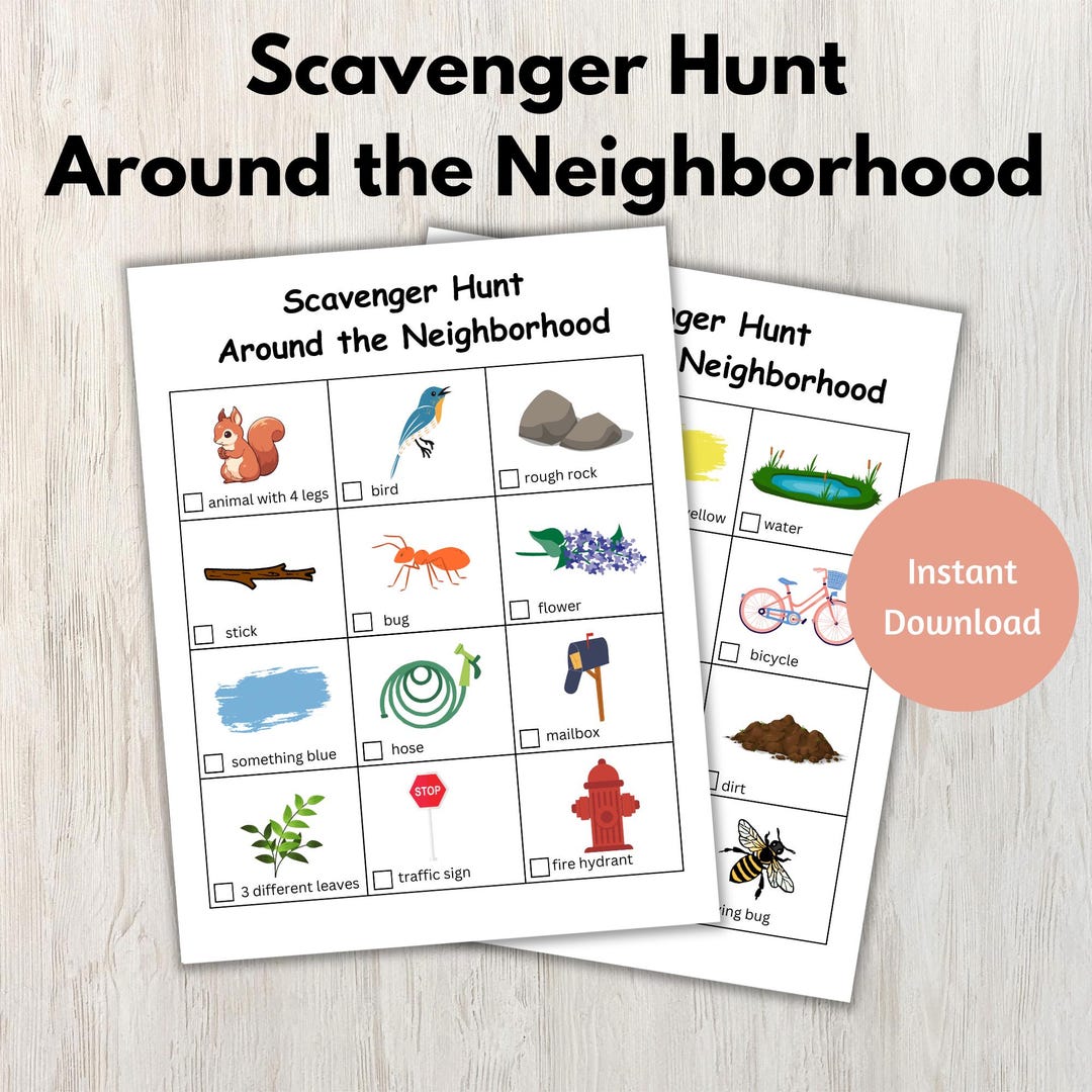 Scavenger Hunt Around the Neighborhood for Toddlers and Preschoolers ...