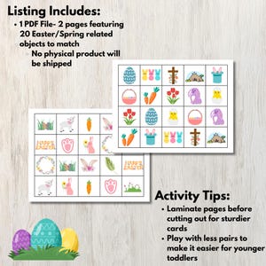 Easter Matching Game for Toddlers and Preschoolers (digital Download ...
