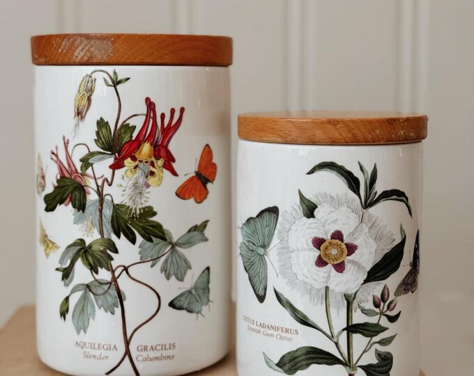 Vintage Portmeirion Botanic Garden Canisters: 1972 Floral Kitchen Jars ...