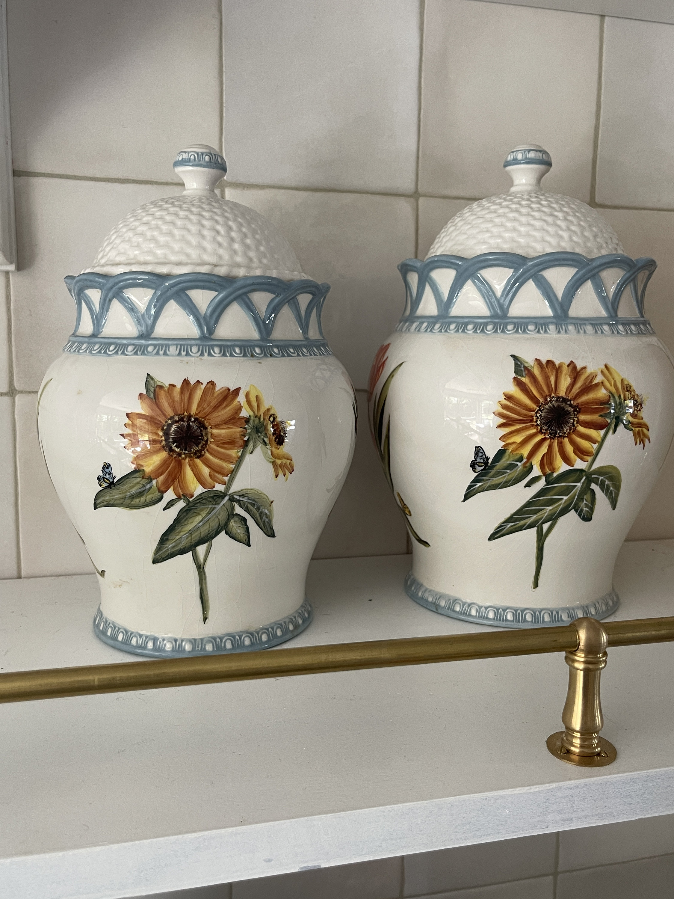 Set of 2 Grand Millennial, Cottagecore Floral Ginger Jars Raymond ...