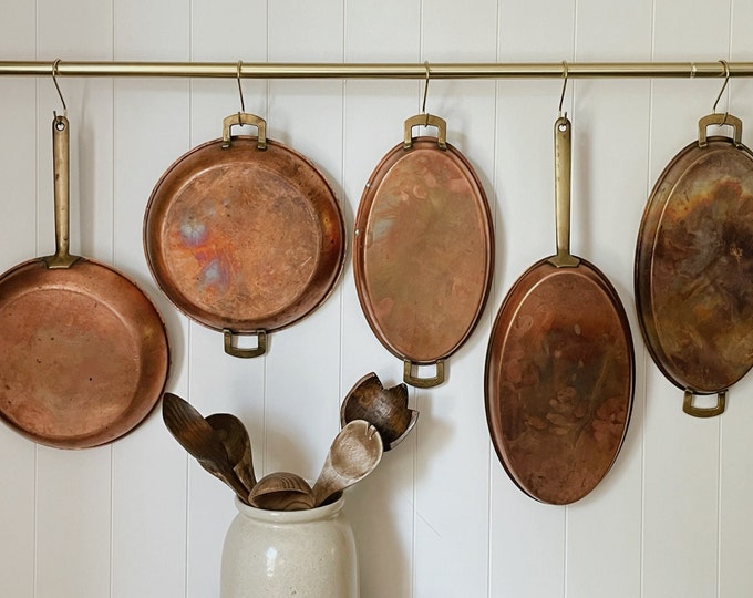 You Choose- Vintage Patina Copper Cooking Pans Steel Lined With Brass ...