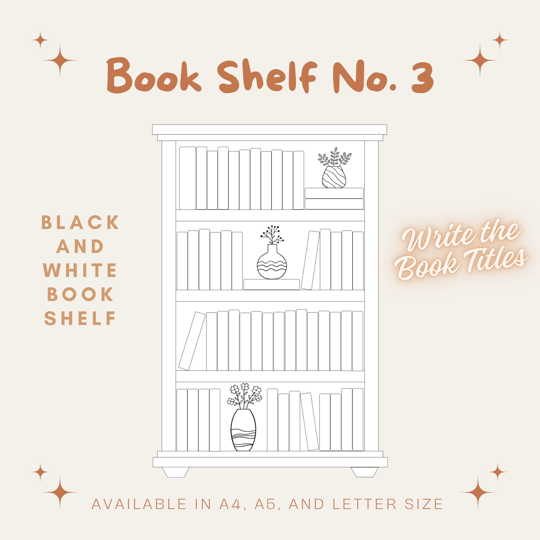Printable Book Shelf Template: Reading Tracker, A4/a5/letter Size (PDF ...