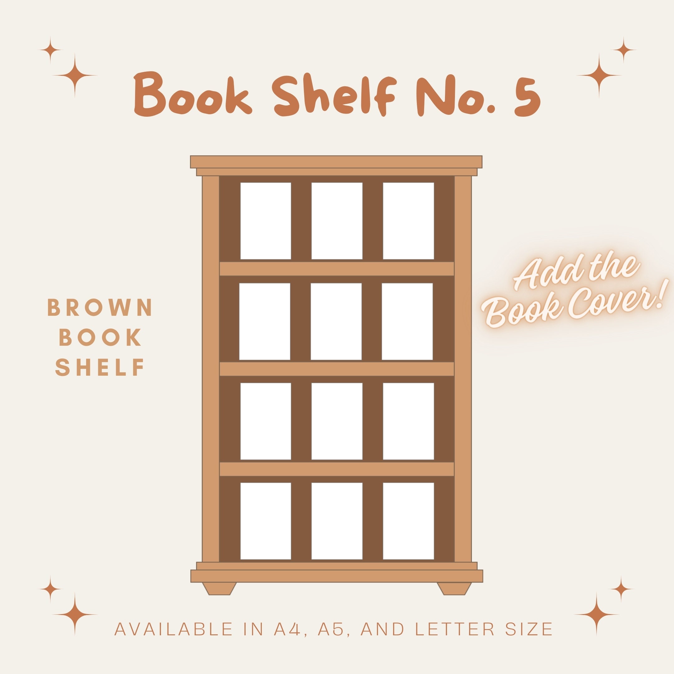 Printable Book Shelf Template: Reading Tracker, A4/a5/letter Size (PDF ...