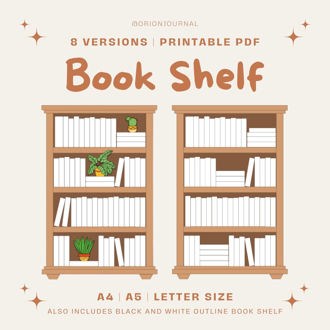 Book Shelf Printable Template, Bookshelf Printable Template, Book Shelf ...