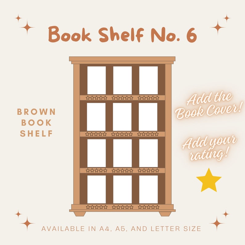 Printable Book Shelf Template: Reading Tracker, A4/a5/letter Size (PDF ...