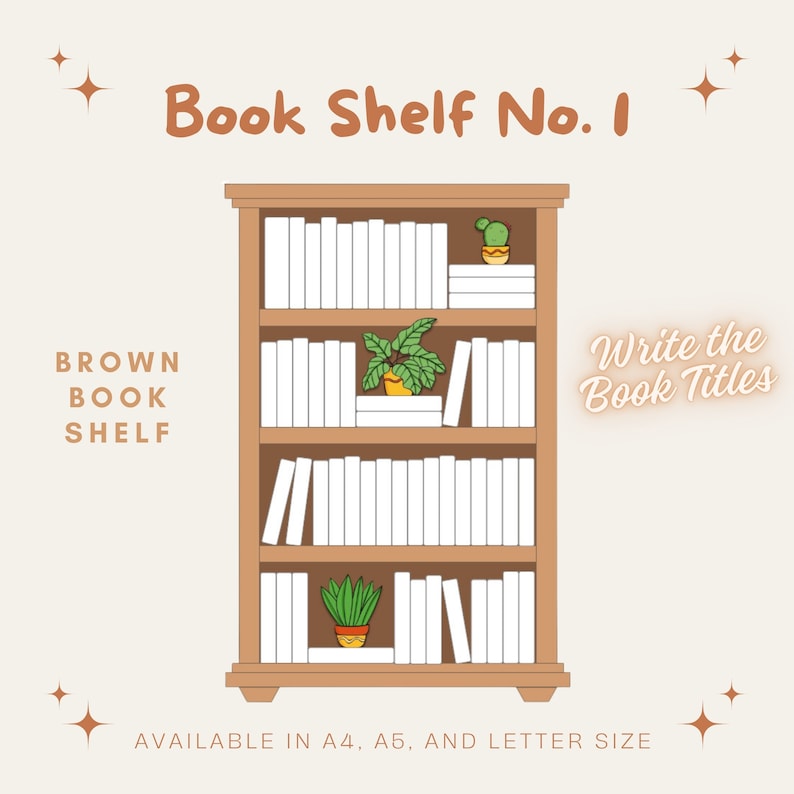 Printable Book Shelf Template: Reading Tracker, A4/a5/letter Size (PDF ...