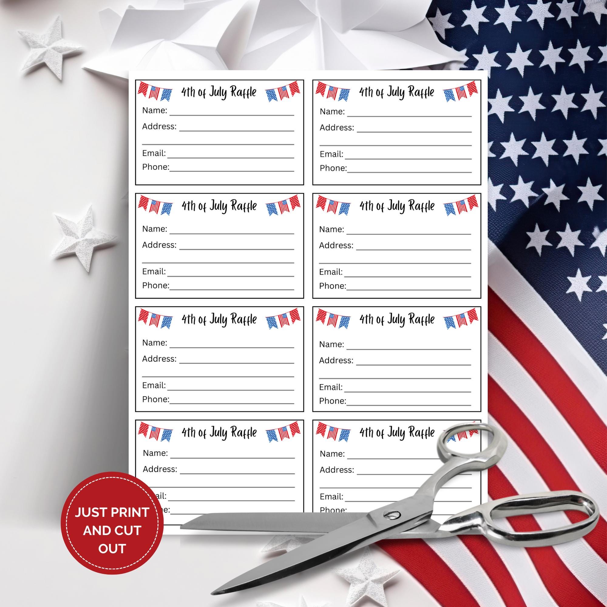 Editable 4th of July Raffle Ticket Template, Independence Day ...
