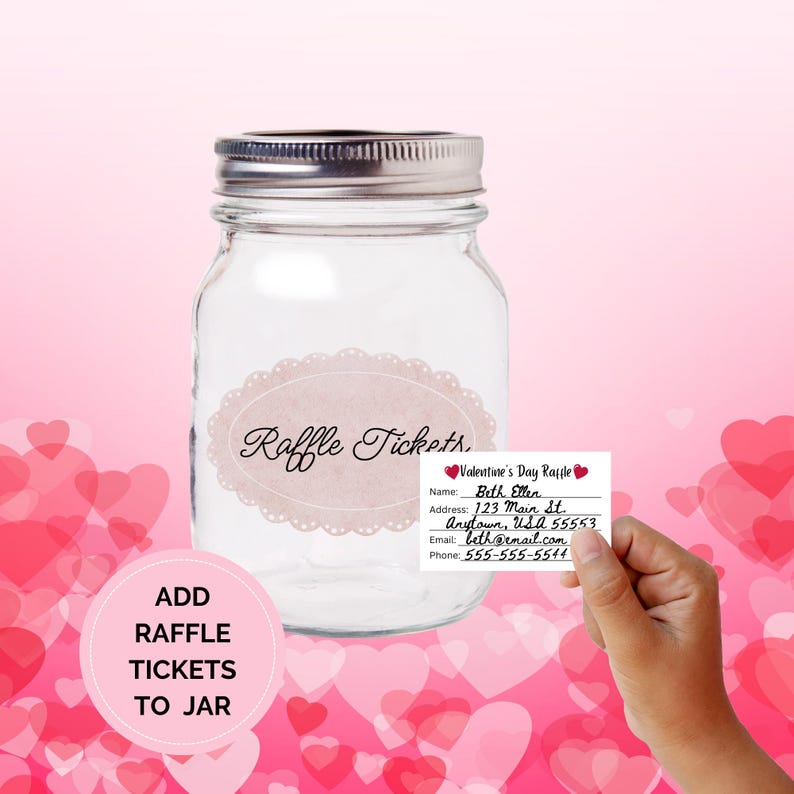 Printable Valentines Day Raffle Tickets, Fundraising Event, School PTO ...