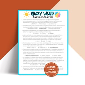 Printable Crazy Weird Summer Trivia Game, Pub Trivia, Icebreaker Games ...
