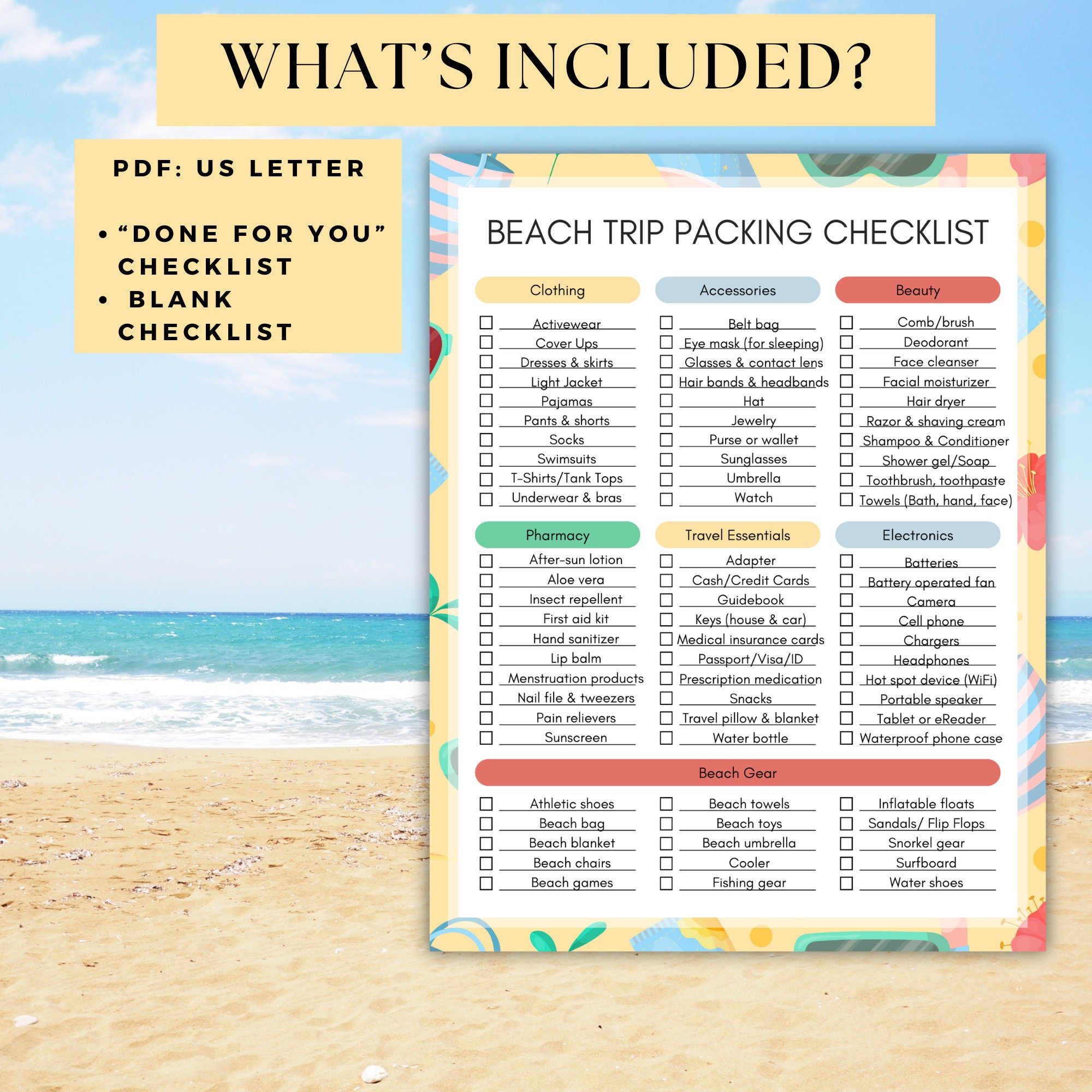 Printable Family Beach Vacation Packing Checklist for All Your Travel ...