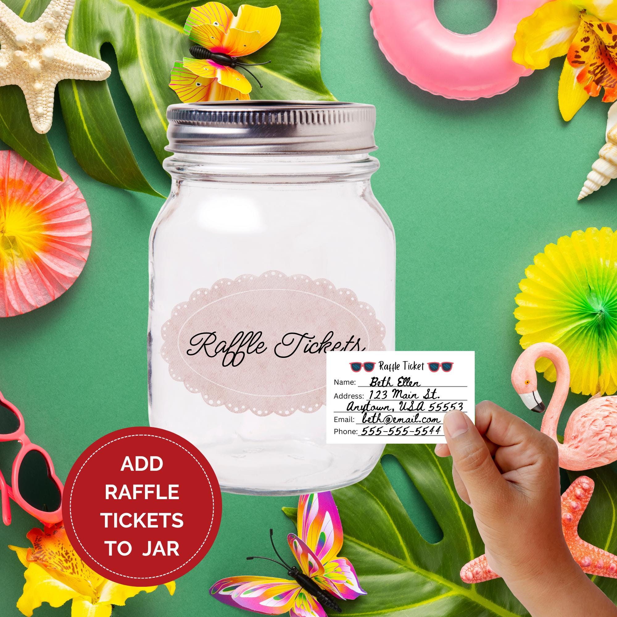 Editable Summer Party Raffle Ticket Template, Corporate Fundraising ...