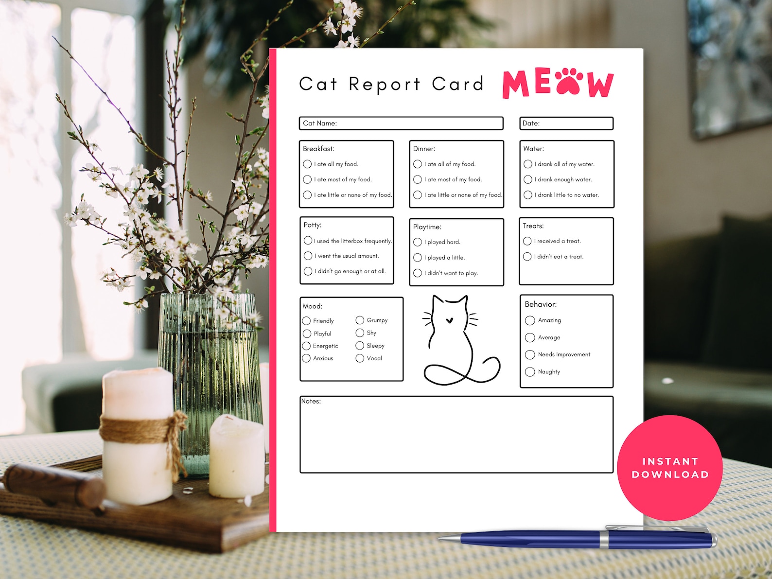 Printable Dog Report Card, Pet Report Card, Dog Sitter Template, Doggy ...