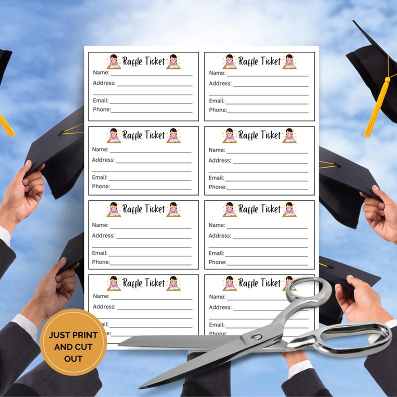 Editable Graduation Fundraiser Raffle Ticket Template, High School or ...