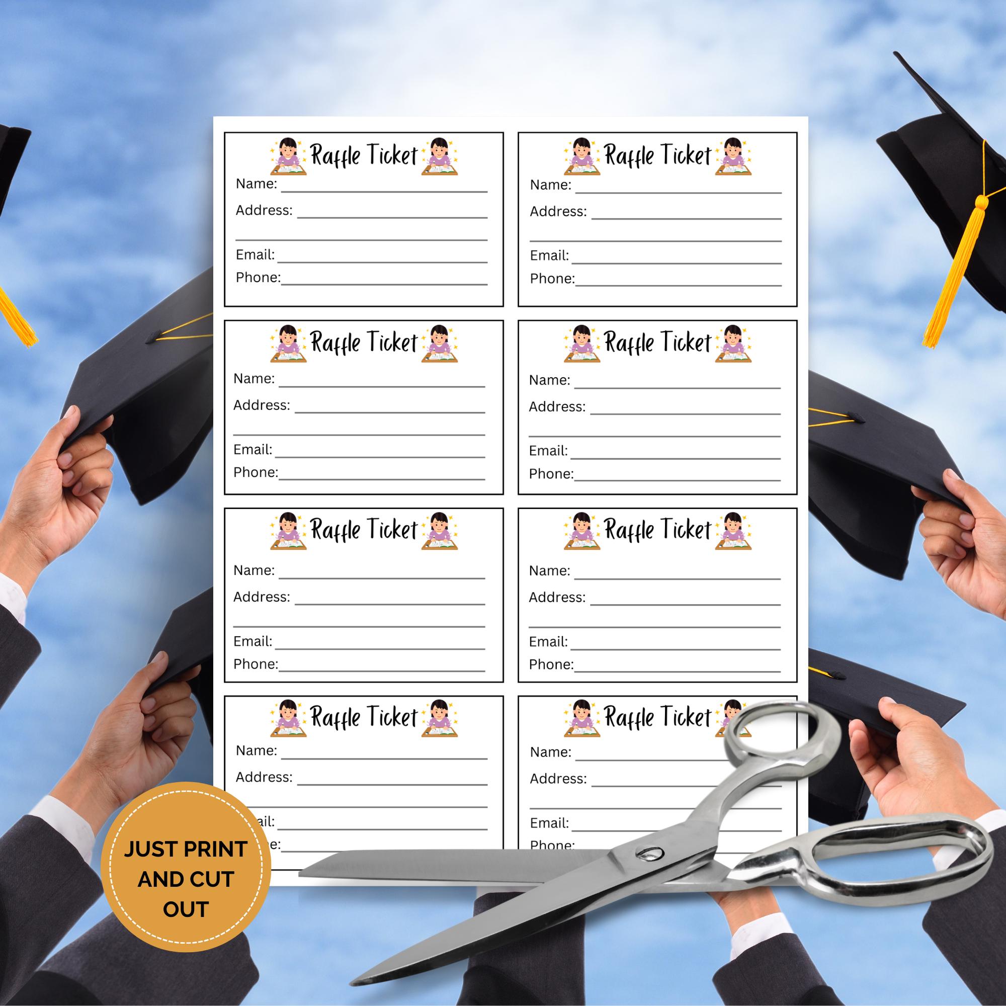 Editable Graduation Fundraiser Raffle Ticket Template, High School or ...