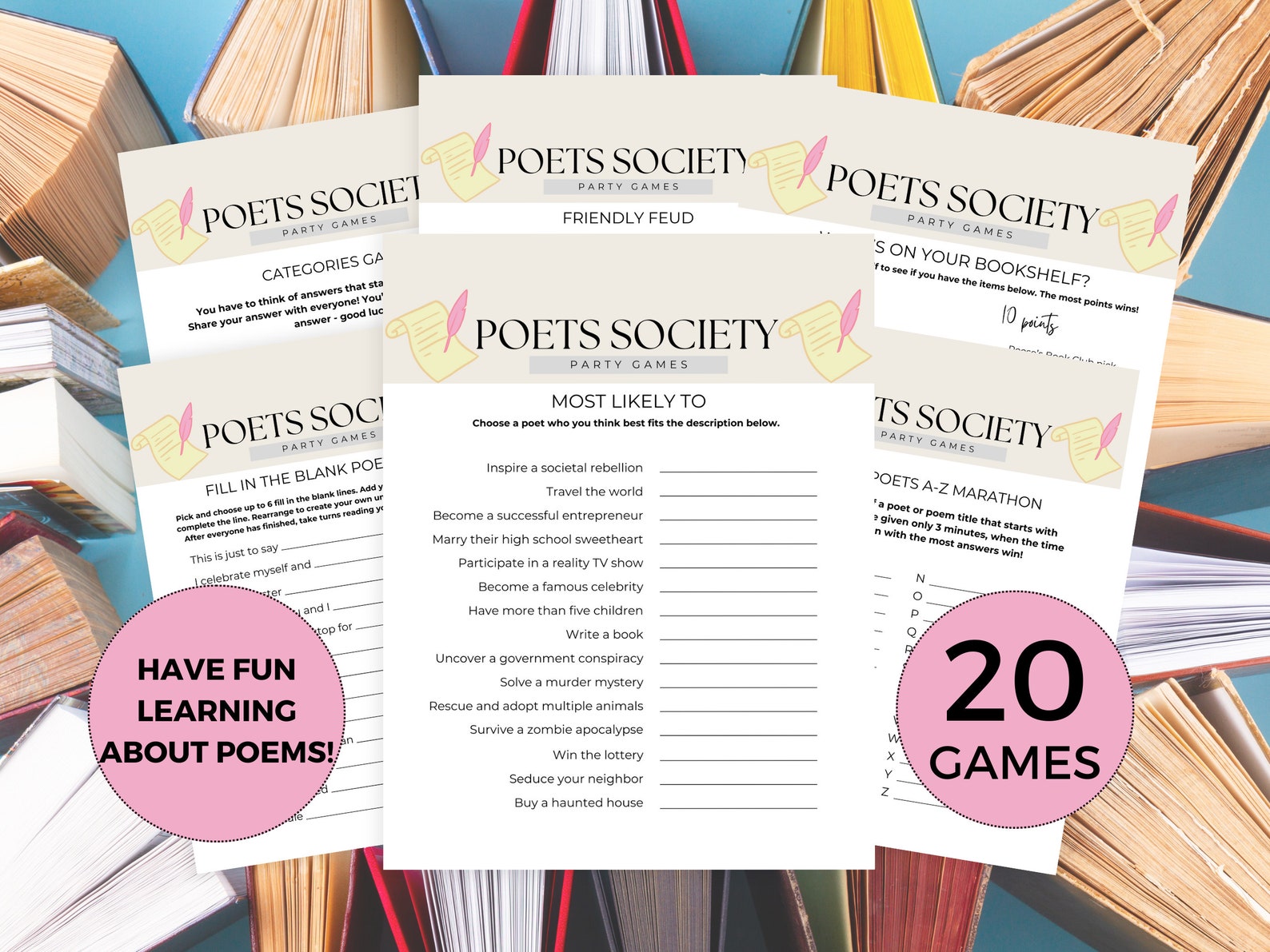 Ultimate Printable Poetry Games Bundle: Icebreakers, Puzzles, Questions ...