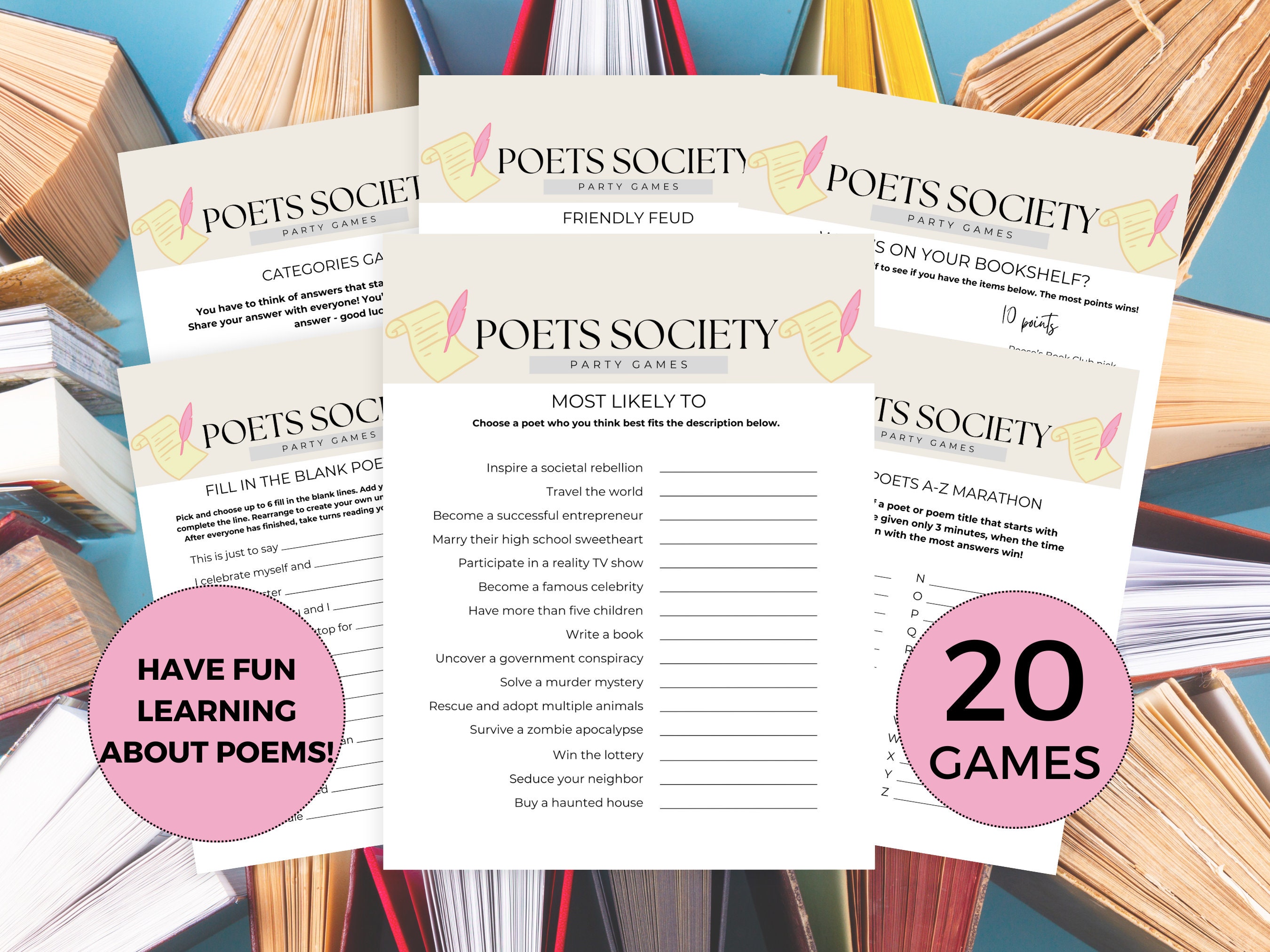 Ultimate Printable Poetry Games Bundle: Icebreakers, Puzzles, Questions ...