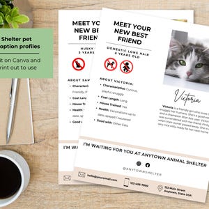 Editable Shelter Pet Adoption Profile, Animal Shelter Kennel Card ...