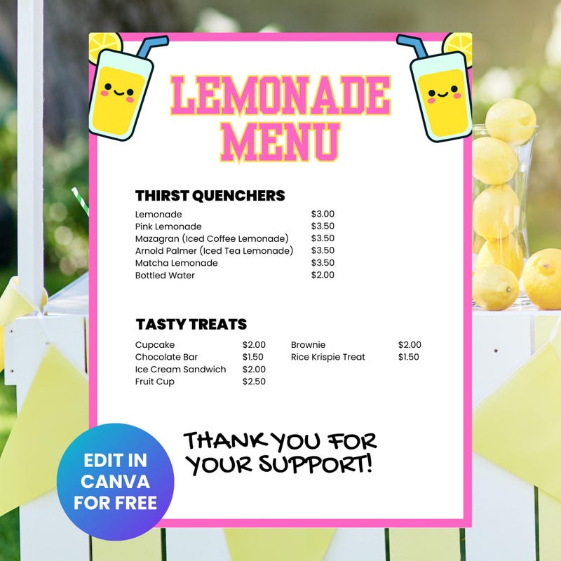 Lemonade Stand Flyer - Etsy