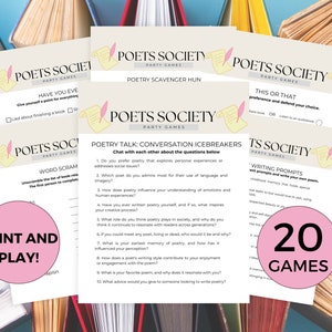 Ultimate Printable Poetry Games Bundle: Icebreakers, Puzzles, Questions ...