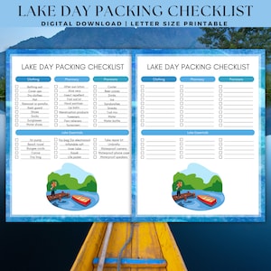 Printable Lake Day Packing Checklist for All Your Travel Essentials - Etsy