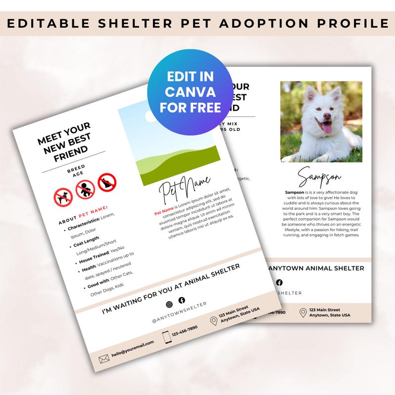 Dog Adopt Profile - Etsy