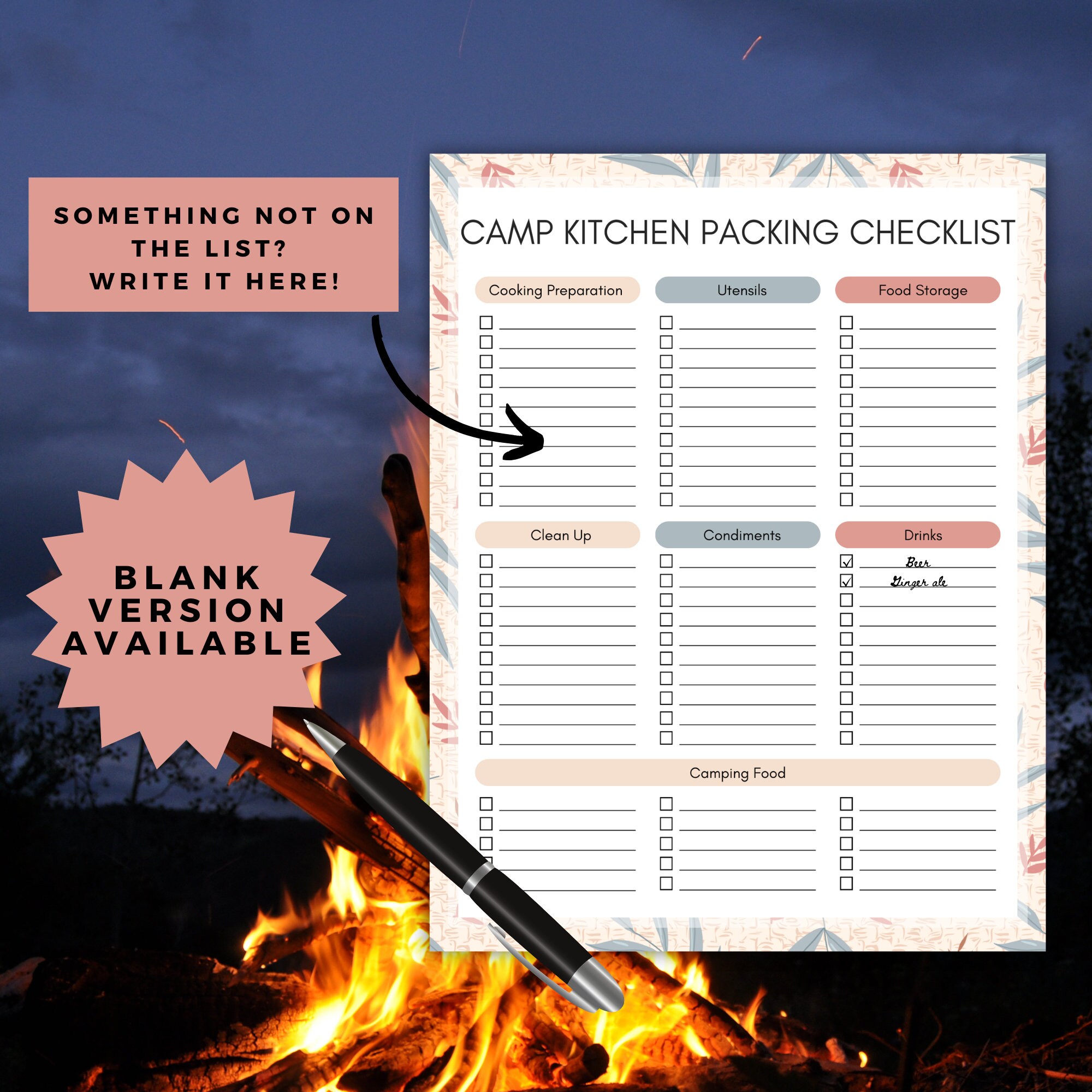 Printable Camping Essentials Checklist Minimalist, Camping Packing ...