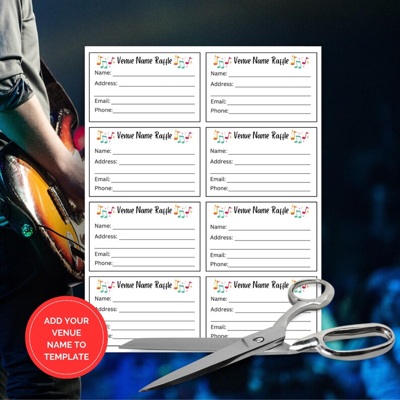 Editable Music Raffle Ticket Template, Concert Fundraising Event ...