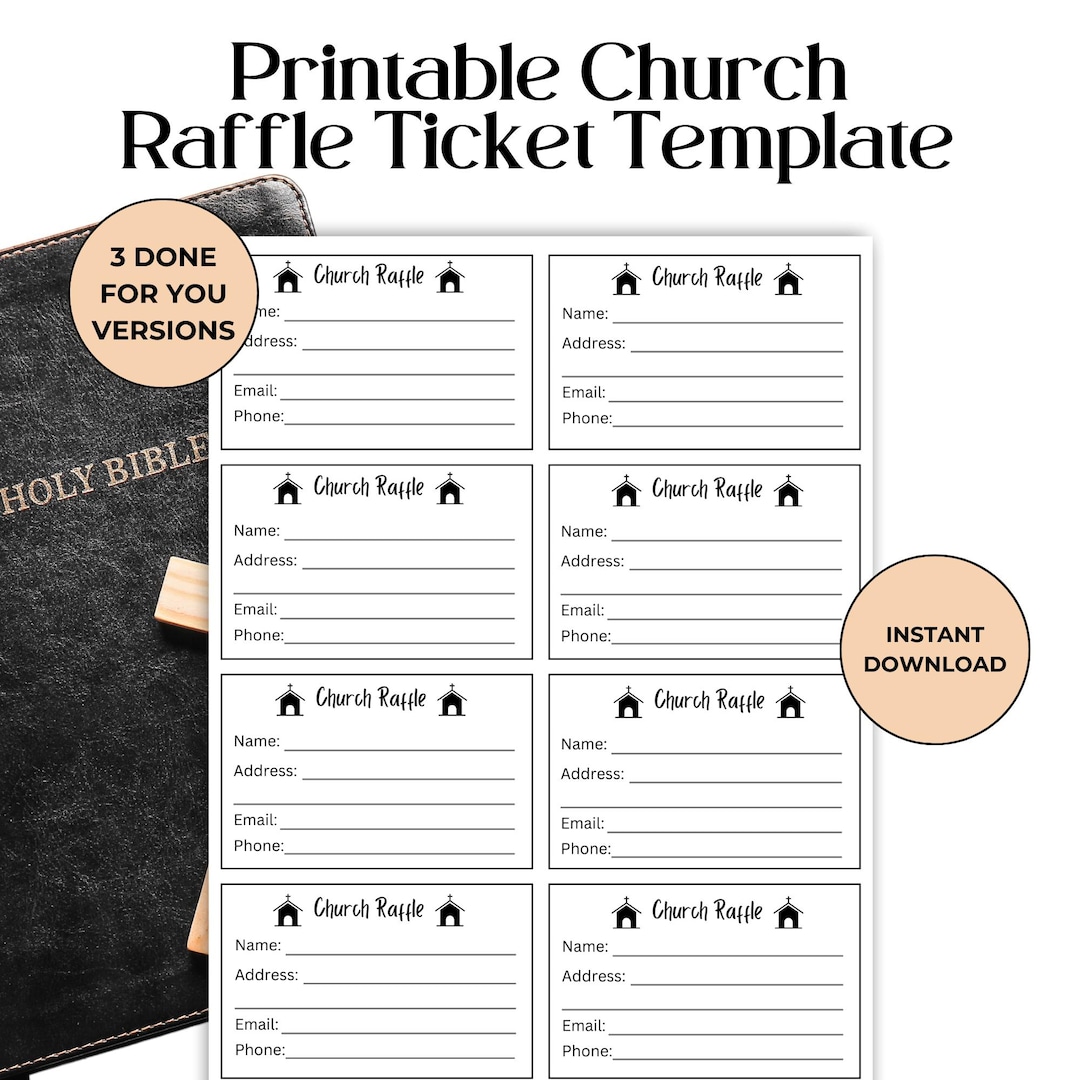 Printable Church Raffle Ticket Template, Fundraising Event Ideas ...