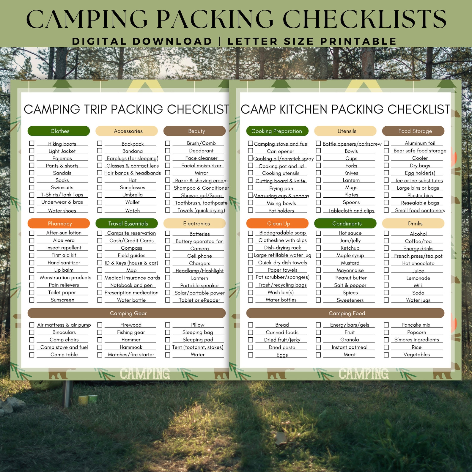 Printable Camping Essentials Checklist, Camping Packing Checklist ...