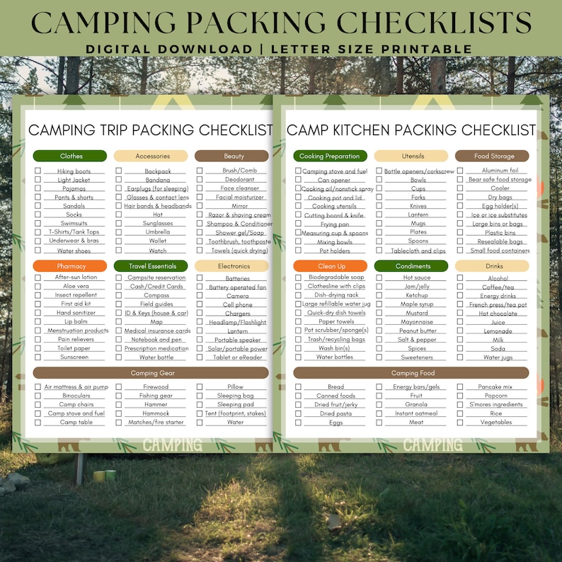Printable Camping Essentials Checklist, Camping Packing Checklist ...