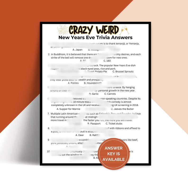 Printable New Years Eve Trivia Game, Crazy Weird Trivia Perfect for ...