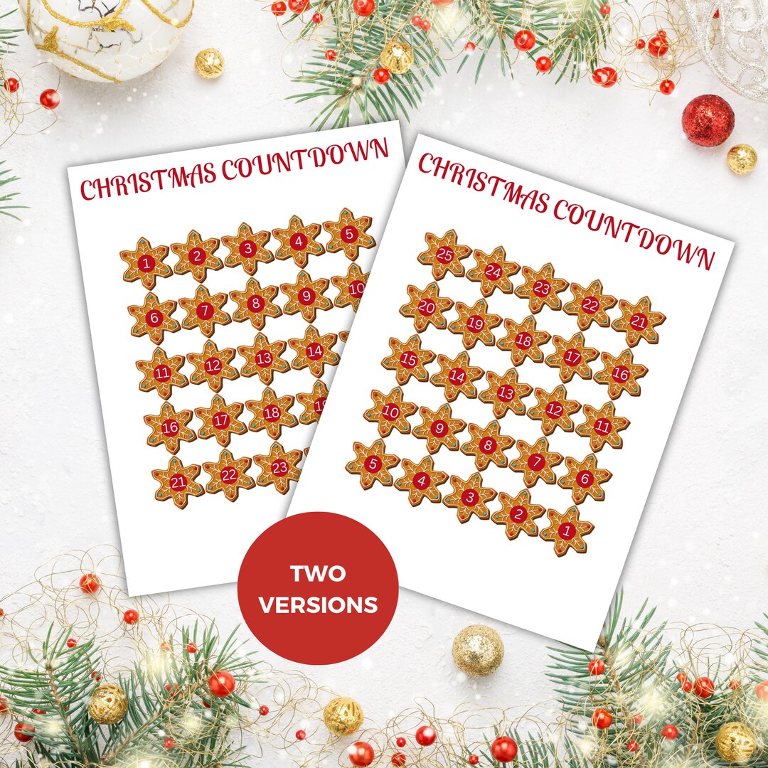Printable Christmas Countdown Calendar: Christmas Cookie Version to ...