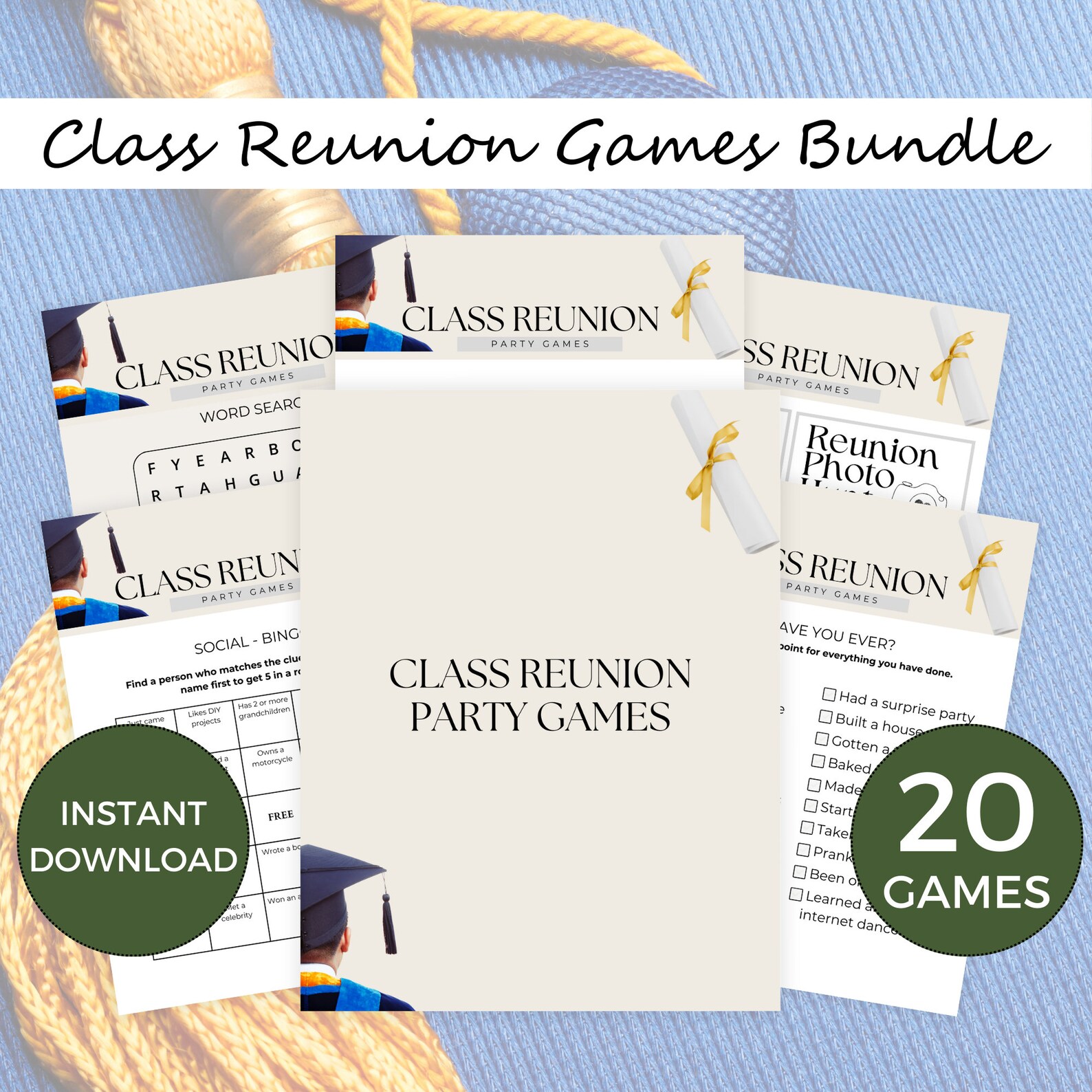 Printable Class Reunion Games, Reunion Party Game, High School Reunion ...