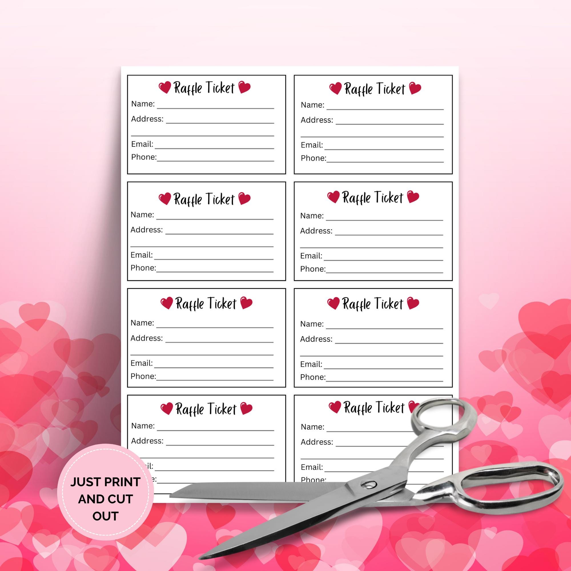 Printable Valentines Day Raffle Tickets, Fundraising Event, School PTO ...