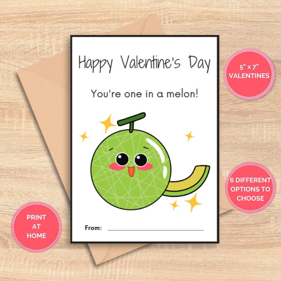 Whimsical One in a Melon Printable Valentines Fun Fruit Designs for ...