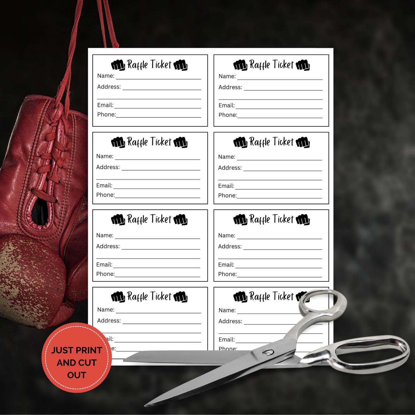 Editable Boxing Raffle Ticket Template, Fundraising Event, Boxing Gym ...